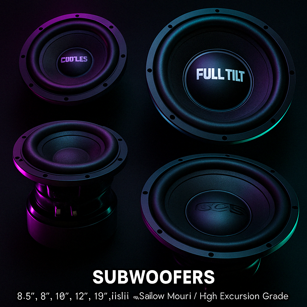 Shallow‑Mount, High‑Excursion & Competition Subwoofers – Full Tilt Customs